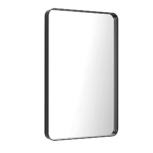 LOAAO 28X36 Inch Black Metal Framed Bathroom Mirror for Wall, Matte Black Bathroom Vanity Mirror Farmhouse, Anti-Rust, Tempered Glass, Hangs Horizontally or Vertically