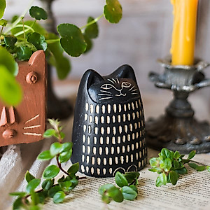 BOOMLATU Cute Cat Statue,Figurines Collectibles Garden Sculpture Home Room Decorations (Black)