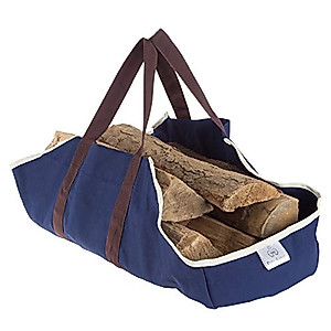 Log Carrier Tote for Firewood- Heavy Duty Canvas Log Holder Bag with Reinforced Handles for Firepits, Fireplaces and Campfires by Pure Garden