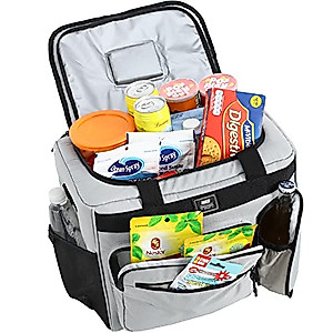 MIER 30L Extra Large Soft Cooler Bag with Bottle Opener for Camping Beach BBQ Grocery Golf Leakproof Picnic Lunch Bag, Collapsible, Top Flip Lid, 45Can (Grey)