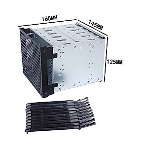 Abledance Storage Expansion Hard Drive Cage DIY Hard Drive Disk Cage Rack 5.25 Inch to 5X 3.5Inch Bracket with 12cm Fan, Silver (500239571)