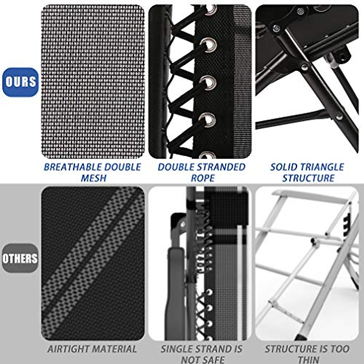 Vnewone Zero Gravity Chair Set of 2 Patio Folding Anti Reclining Lounge Deck Foldable Yard with Pillow and Cup Holder, Black