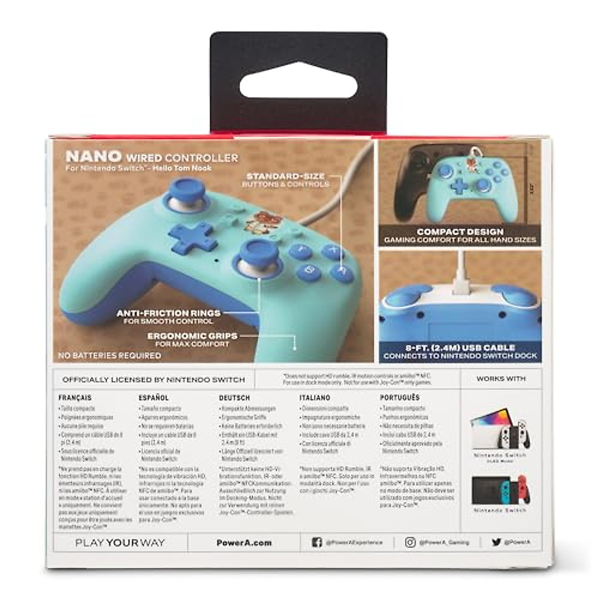 PowerA Nano Wired Controller for Nintendo Switch - Animal Crossing, Comfortable Ergonomics, Officially Licensed