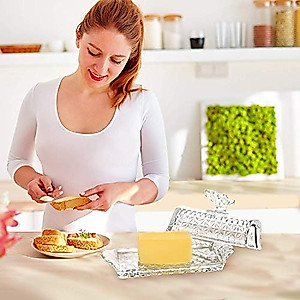 Bezrat Glass Butter Dish | Premium Butter Dish with Lid and Easy Grip Handle | Easy to Use and 100% Food Safe - Dishwasher Safe | Butterfly Addition