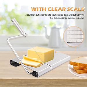 Cheese Slicer, Stainless Steel Cheese Cutter Board with 10 Wires And 25 Baking Oil Paper,Heavy Duty Adjustable Cheese Cutter Board,Cheese Slicer Cutter for Block Cheese