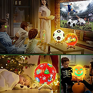 LAOESE Paint Your Own Soccer Ball Lamp Kit, DIY 3D Night Light with Soccer Stickers & Wooden Stand, Art Supplies Creativity Arts & Crafts Kit for Kids, Birthday Gifts for Boys