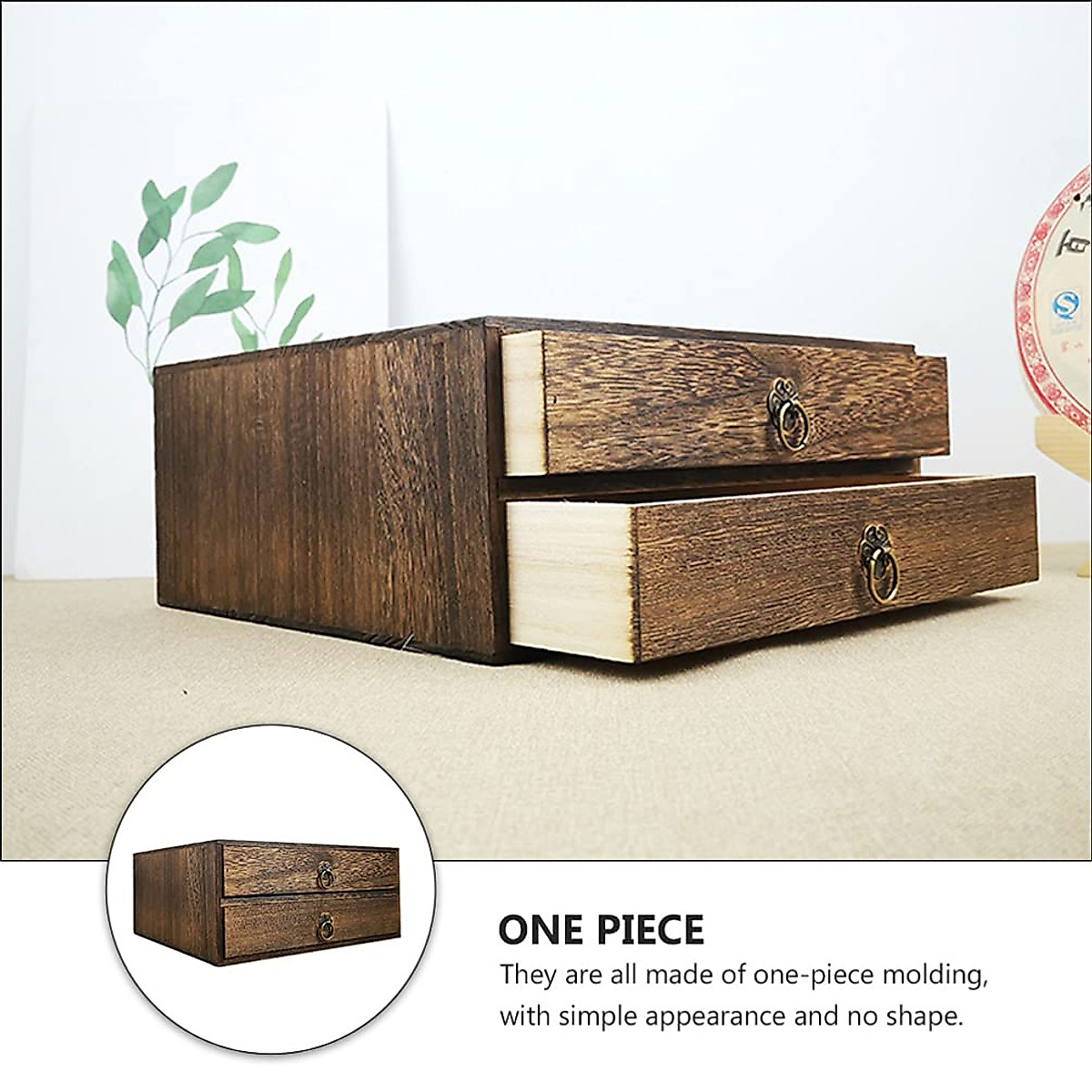 LIFKOME Small Wooden Storage Box - Stylish 2-Layer Organizer