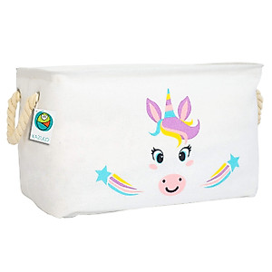Kazulo Rectangle Unicorn Basket, Unicorn Easter Basket, Kids laundry Basket with Handles, for Nursery Décor and Kids Room, Unicorn Hamper, Unicorn Storage Basket, Unicorn Toy Box (Unicorn Basket)