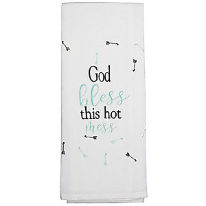 fillURbasket Cute Kitchen Towels Set, Fun Dish Towels with Sayings Faith, Blessed, Family, Love, Home & Dreams Theme, 5 Flour Sack Towels for Dish Drying Decor 16x28 Cotton