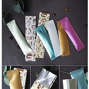 200Pcs Coffee Sugar Bag Heat Seal Aluminum Foil Plastic Bags Matte Colored Ziplock Bags Open Top with Tear Notch Zipper Pouch Food Saver Bag Short Term Food Storage Packaging