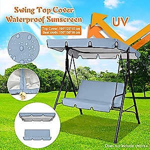 Swing Cloth Cover Ceiling Outdoor Courtyard Replacement Awning Rain Cover Patio, Lawn & Garden (Gray)