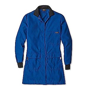 Workrite Uniform 354CH45RBMD 00 Women's Flame-Resistant/Chemical Protection Lab Coat, Medium Size, 4.5 oz. Nomex IIIA Fabric, Royal Blue