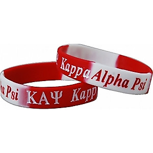 Kappa Alpha Psi Color Swirl Silicone Bracelet [Pack of 2 - Red/White - 8inch] 93911