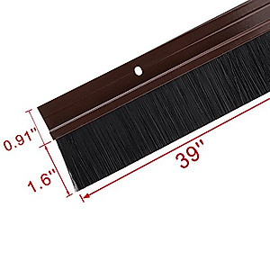 uxcell Door Brush Bottom Sweep Brown H-Shape Aluminum Alloy Holder W 1.6-inch Black PP Silicone Soft Brush, 1000mm x 63mm (Approx 39.37-inch x 2.48-inch)