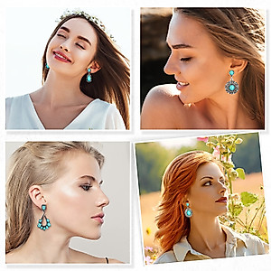 Ferraycle 6 Pairs Turquoise Earrings Set Bohemian Dangle Cowgirl Western Earrings Teardrop Aztec Earrings for Women (Vintage)