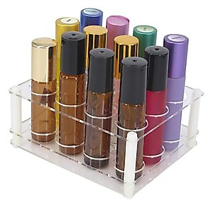 BOXIN 12Slots Roller Bottles Holder, Perfect Vertically Hold For Essential Oils Rollers, Great Oils Display Holder Roller Bottles Storage Shelf Organizer,Hole Diameter 2.3cm/0.9inch,Acrylic,DIY