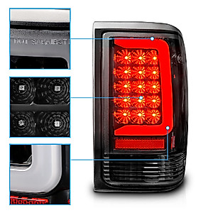 AmeriLite For 1993-1997 Ford Ranger C-Type Halogen, Led, Tube Replacement Pickup Truck Taillight Set - Passenger and Driver Side, Vehicle Light Assembly, Black