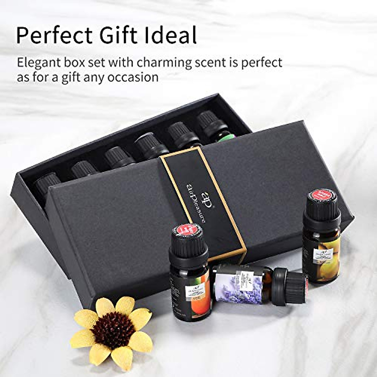 ap airpleasure Water-Based Purifier Air Washer, Revitalizer with 6 Colorful lights- Plus Lavender, Orange, Citronella,Lemon, Breathe Easy, Jasmine & Camellia, 10ml Each