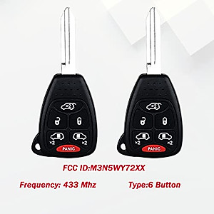 Keyless Remote Smart Replacement Key Fob Fits for 2004-2007 Chrysler Town and Country/Dodge Caravan/Chrysler Town and Country（FCC: M3N5WY72XX） Set of 2