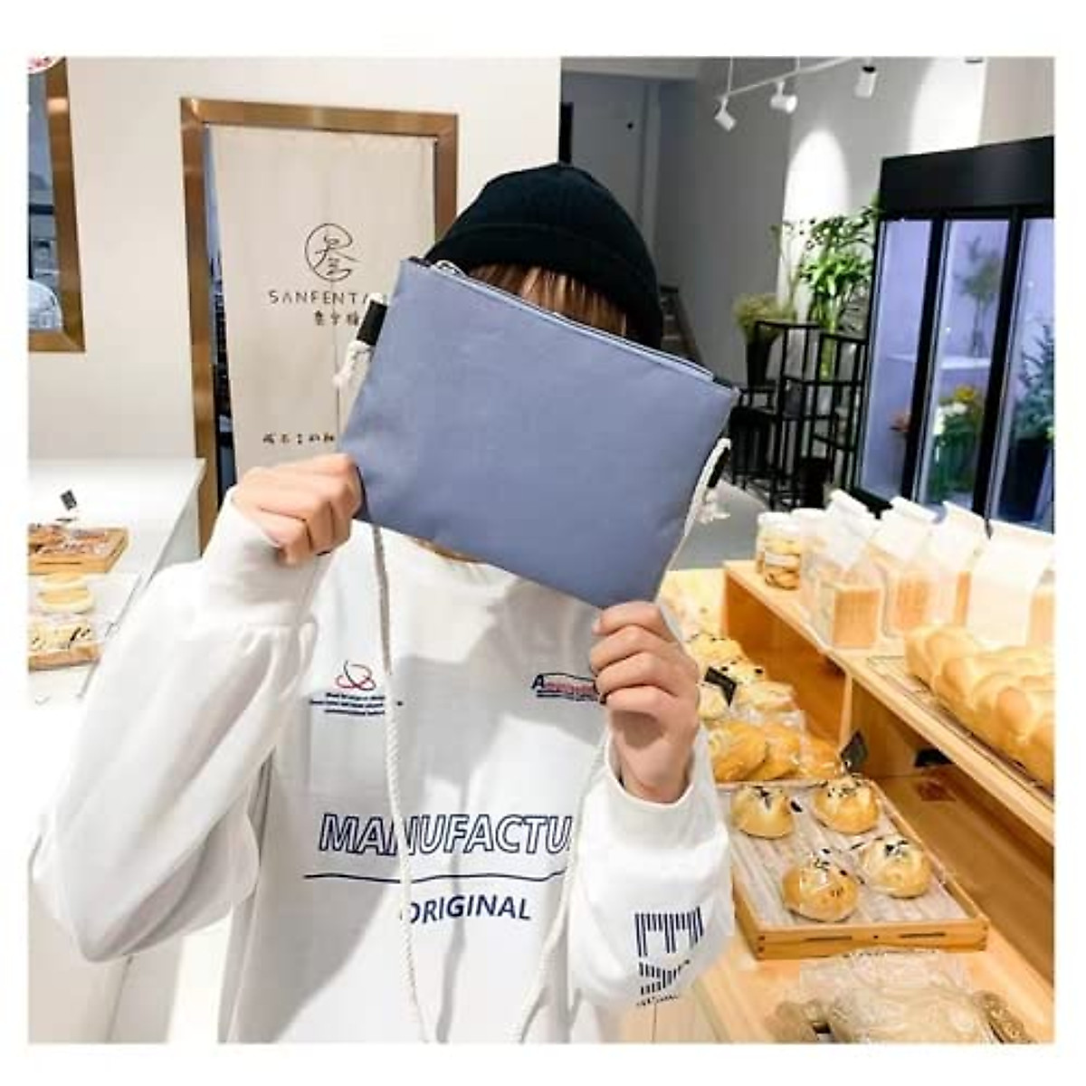 Teslawi kawaii backpack 4Pcs Set Aesthetic backpack 17in backpack，with Kawaii Pendants，Crossbody Bag ，Pencil Case, Handbag (Blue)