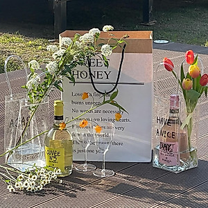 Frcctre 12 Pack Ice Wine Bag, Portable Collapsible PVC Wine Pouch Cooler Bags with Handle, Clear Wine Bottles Bag for Champagne Cold Beer White Wine Chilled Beverages