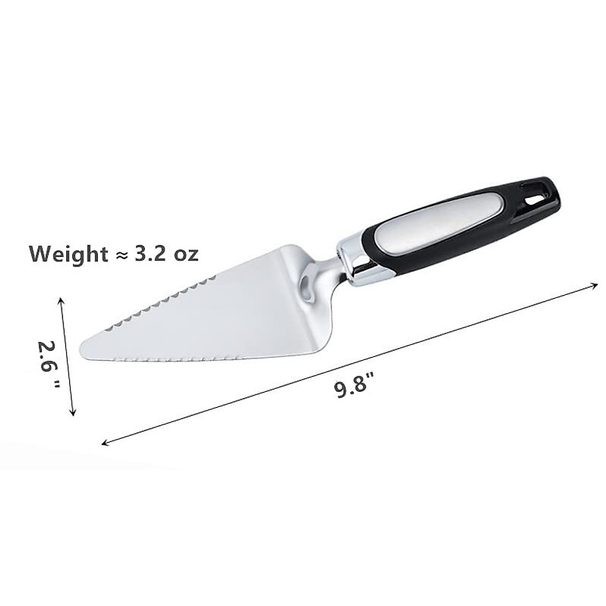 Alitopo Pie Server, Essential Kitchen Tool, Stainless Steel Flatware Pizza Cake Cutter, Serrated on Both Sides, Great for Right or Left Handed Chef, Black & Silver (9.8inch)