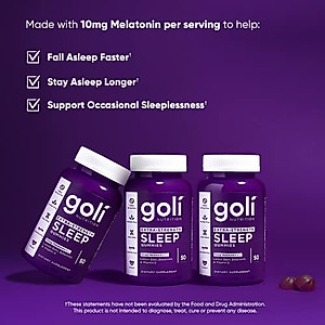 Goli Nutritional Supplement, Extra Strength Sleep Gummy 10mg Melatonin - 1 Pack 50 Count - Gluten-Free, Vegan, Non-GMO, and Gelatin-Free