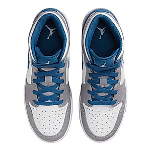 Nike Jordan 1 Mid Grade School Big Kids Cement Grey/White-True Blue DQ8423-014 5y