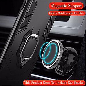 DuoLide for Huawei P30 Lite Case, 2 in 1 Hybrid Heavy Duty Armor Shockproof Defender Kickstand Dual Layer Bumper Hard Back Case Cover Tempered Glass Screen Protector，Black