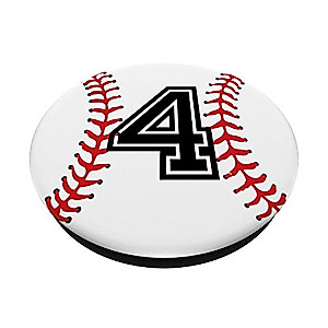 Baseball Player Jersey Number #4 | Baseball Gifts PopSockets PopGrip: Swappable Grip for Phones & Tablets