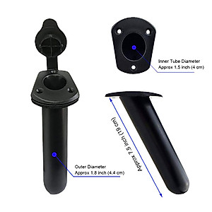 TENSPAL Kayak Fishing Flush Mount Rod Holders Deck Plastic Pole Holder with Cap Cover Gasket Screws for Kayaks Canoe Boat Paddles Accessories 2 PCs