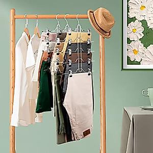 Pants Skirt Hangers Space Saving - DOIOWN Skirt Hangers for Women 5 Tier Pants Skirt Hangers with Clips Non Slip Metal Clothes Hangers for Jeans, Scarf, Shorts Closet Organizers and Storage 3 Pack