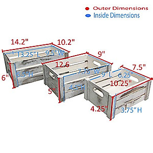 Admired By Nature Rustic White Set of 3 Distressed Decorative Wood Crates Storage Container