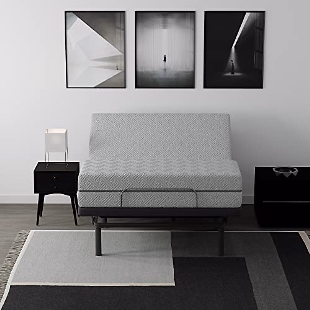 Blissful Nights e3 Full Adjustable Bed Base Frame with 14" Soft Gel Infused Memory Foam Mattress