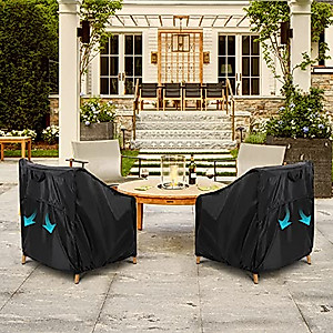 VARIETYFACE Waterproof Patio Furniture Covers,Outdoor Chair Covers 2 Pack Sunproof,Durable Lawn Chair Covers,Fits up to 35W x 38D x 31H inches Black