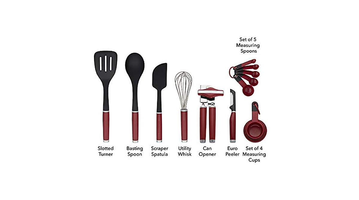 KitchenAid 15-Piece Tool Set in Empire Red | Durable & Heat-Resistant