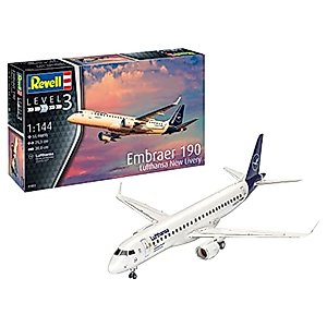 Revell 03883 1:144 Embraer 190 Lufthansa New Livery Plastic Model Kit, Multicolour (Revell 03883 3883)