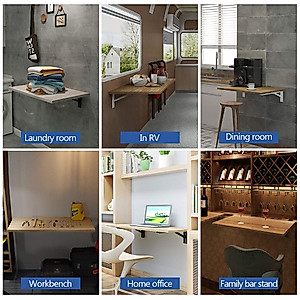 Need Wall Mounted Desk - Heavy Duty Folding Work Table Length 36" Width 20"/Small Space Hanging Desk Perfect Addition to Home/Office/Kitchen & Dining Room AC15CB(9050)