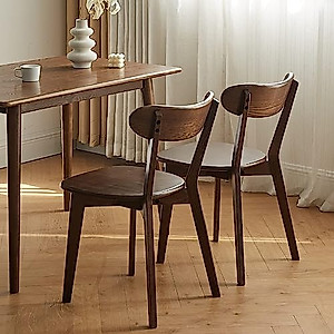 Bamskov 100% Solid Oak Wood Dining Room Chairs Set of 2 - Practical Kitchen Chairs - Wood Chair for Dining Room, Kitchen & Dining Room Chairs (Walnut)