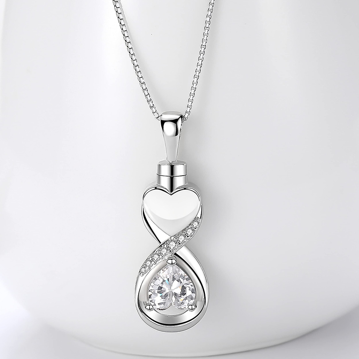SOLOLIKE Infinity Heart Cremation Jewelry for Ashes: Sterling Silver Urn Necklaces for Women - Ashes Keepsake Pendant Memorial Jewelry Gifts for A Loss of Loved Ones