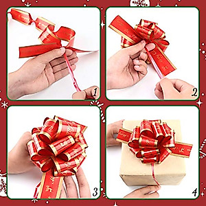 3 otters Christmas Bows, 26PCS Christmas Pull Bows 6.2inch Gift Ribbon Pull Bows, Wrapping Accessory for Xmas Present