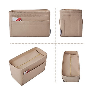 Vercord Felt Zipper Handbag Tote Purse Duffel Backpack Organizer Insert Beige Medium