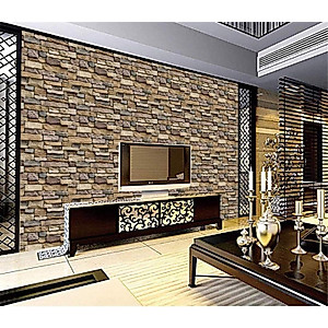 Yancorp 18"x120" Brick Wallpaper Peel and Stick Modern Stone Contact Paper Backsplash Self-Adhesive Wall Paper Kitchen Bedroom Accent Wall Brown Beige Removable Wallpaper