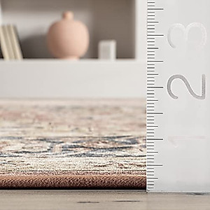 nuLOOM Jessa Faded Medallion Machine Washable Area Rug, 8' x 10', Peach