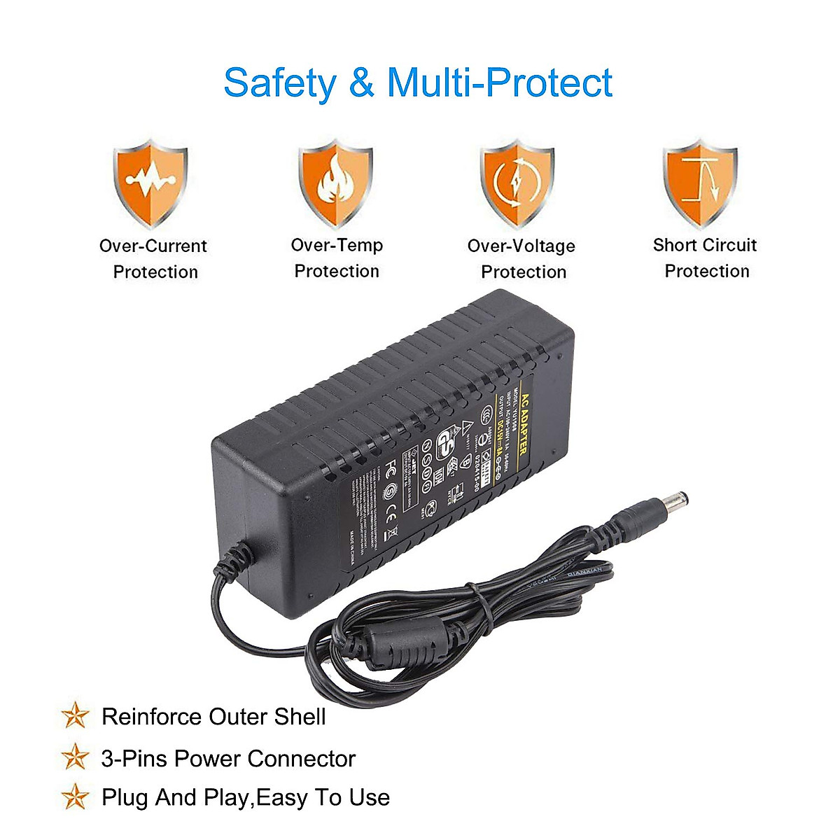 COOLM AC 100-240V DC 15V 8A Power Supply Adapter Converter 5.5mm x 2.5mm Plug 15V8A LED Driver for LED Strip Lighting