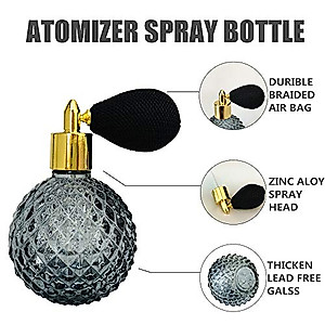 Shining Craft Perfume Bottles Empty Vintage Atomizer Spray Bottle 3.4OZ / 100ml - Classic Sprayer with Air Bulb, Refillable Perfume Bottle, SC001 (Black)