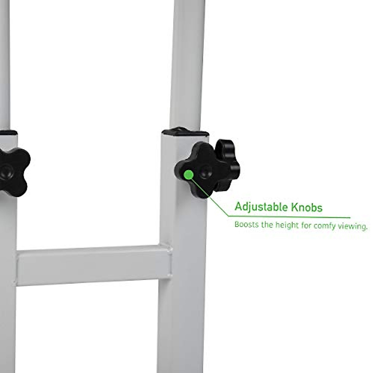 Mind Reader SDROLL-WHT Mobile Sitting, Standing Desk Rolling Reversible Home Office Laptop Workstation with Side Storage, Locking Wheels, Large, White