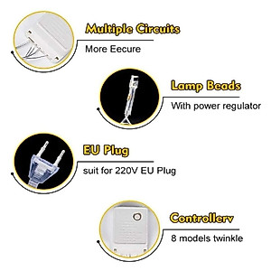 LIUPENGWEI Fairy Lights, Rope Lights 10M 100LED Waterproof String Lights Long LED Outdoor Garden Lights Christmas Lights Lighting 8 Operation Modes For Patio Party Wedding Yard Trees Home garden Ghost