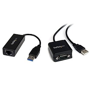StarTech.com USB 3.0 to Gigabit Ethernet Adapter - 10/100/1000 NIC Network Adapter & StarTech.com USB to Serial Adapter - 1 Port - FTDI USB UART Chip - DB9 (9-pin) - USB to RS232 Adapter,Black