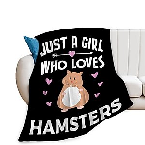 Hamster Blanket Super Soft Warm Fluffy Flannel Just A Girl Who Loves Hamsters Throw Blanket Cozy Fuzzy Plush Bedding Blanket Gift for Boys Girls Kids Teens Adults Couch Sofa 50"x40"